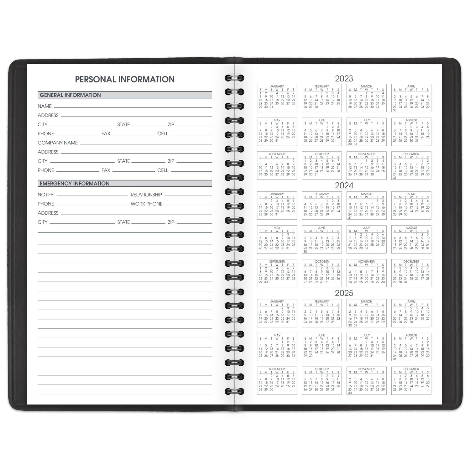 AT-A-GLANCE 2023-2024 Academic Planner, Daily, Quarter-Hourly Appointment Book, 5" x 8", Small, Pocket, Flexible Cover, Black (7080705)