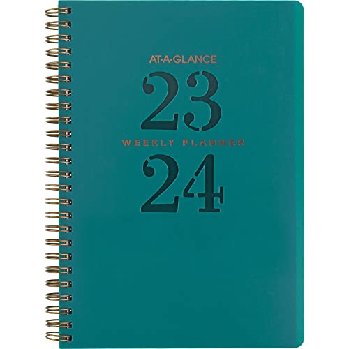 AT-A-GLANCE 2023-2024 Planner, Weekly & Monthly Academic, 5-1/2" x 8-1/2", Small, Signature Lite, Teal (YP20LA12)