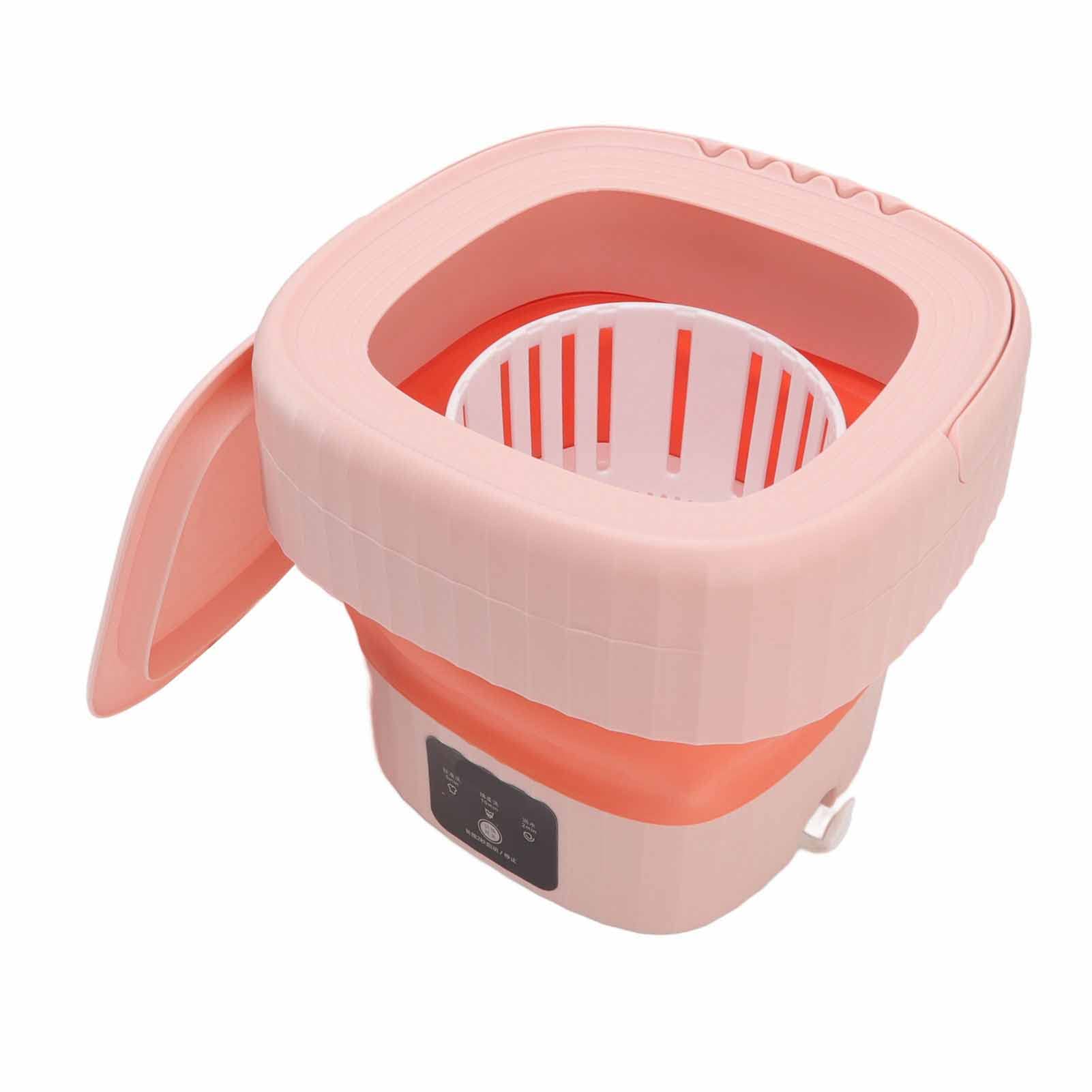 Portable Washing Machine, 6L Foldable Mini Small Portable Washer Washing Machine with Basket for Baby Clothes, Underwear or Small Items, Mini Washing Machine for Apartment Travel, Best Gift (Pink)