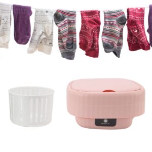 Portable Washing Machine, 6L Foldable Mini Small Portable Washer Washing Machine with Basket for Baby Clothes, Underwear or Small Items, Mini Washing Machine for Apartment Travel, Best Gift (Pink)