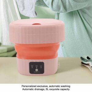 Portable Washing Machine, 6L Foldable Mini Small Portable Washer Washing Machine with Basket for Baby Clothes, Underwear or Small Items, Mini Washing Machine for Apartment Travel, Best Gift (Pink)