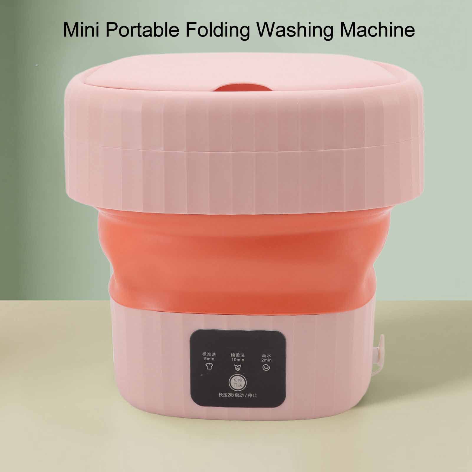 Portable Washing Machine, 6L Foldable Mini Small Portable Washer Washing Machine with Basket for Baby Clothes, Underwear or Small Items, Mini Washing Machine for Apartment Travel, Best Gift (Pink)