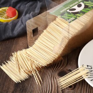 XAJH Bamboo Wood Toothpicks 3600 PCS, Double-Side Point, Round Wooden Tooth Picks with Box for Appetizer, Cocktail Olives, Cupcake Toppers, Cake Testing