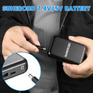 SUHERCBD 7.4V Heated Vest Battery Pack,5V 2a 5000mAh Power Bank for Heated Vest Heated Jacket, Portable Charger,Compatible with iPhone,Android etc.