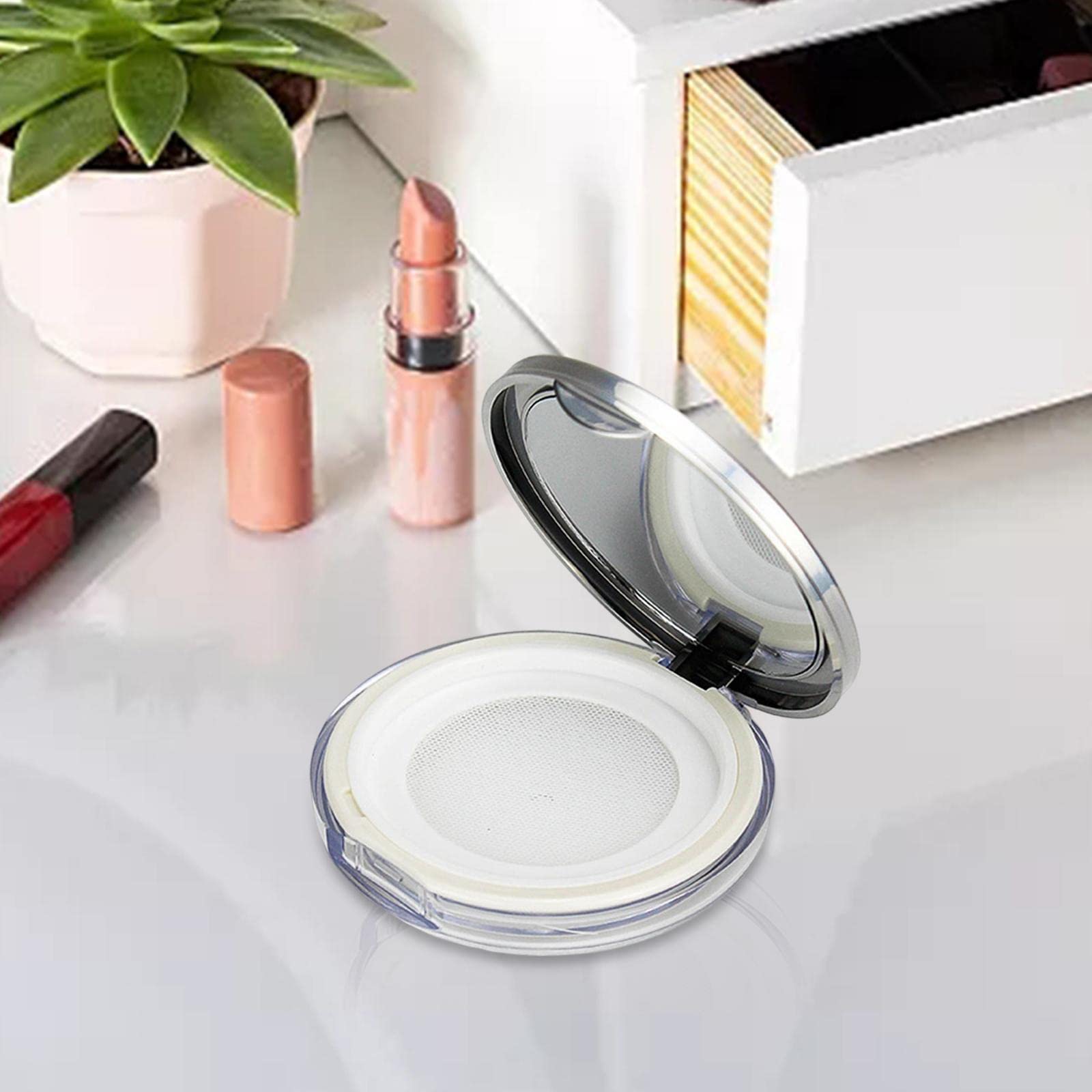 shamjina Powder Box Cosmetic Make up Holder Portable Powder Case,Loose Powder Compact Container,DIY Empty 3G with Powder Puff and Mirror for Travel