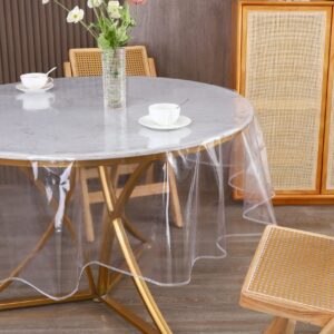 Clear Round Plastic Tablecloth Protector Waterproof Oil-Proof PVC Table Cloth Stain-Resistant Wipeable Table Cover for Round Table 60" Round