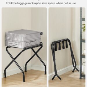 SONGMICS Luggage Rack for Guest Room, Set of 2 Suitcase Stands, Foldable Steel Frame, for Hotel, Bedroom, Holds up to 110 lb, 27.2 x 15 x 20.5 Inches, Black URLR001B02