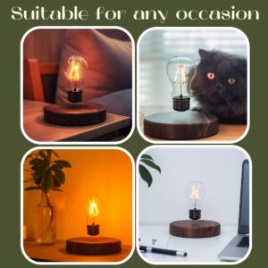 MOOCCI Floating Light Bulb Desk Lamp, Magnetic Levitating Lamps LED Night Light, Unique Gifts for Christmas and New Year (Dark Brown Base)…