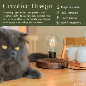 MOOCCI Floating Light Bulb Desk Lamp, Magnetic Levitating Lamps LED Night Light, Unique Gifts for Christmas and New Year (Dark Brown Base)…