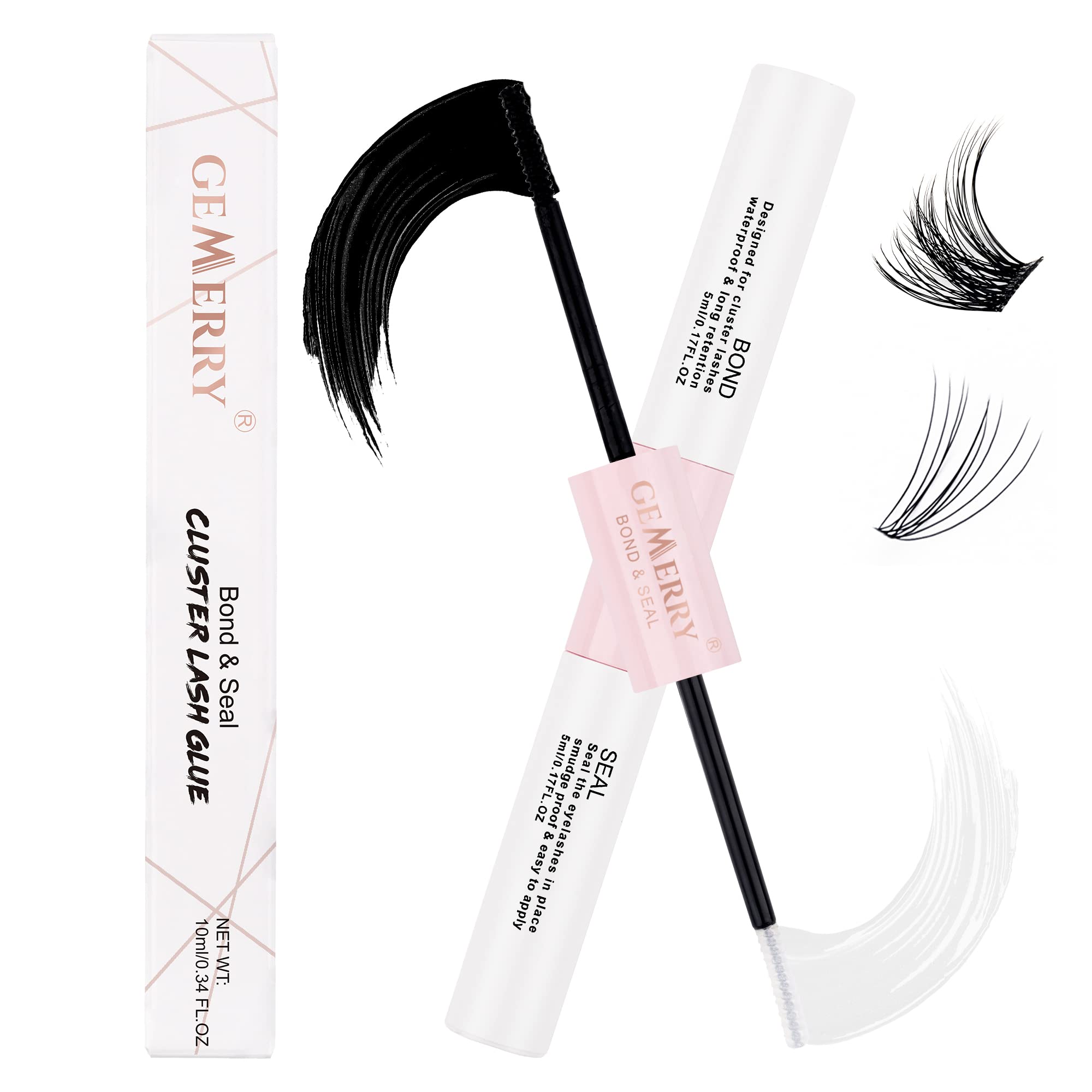 GEMERRY Lash Bond and Seal Cluster Lash Glue for Individual Lashes Long Retention 48-72 Hours Waterproof Individual Lash Glue for Lash Clusters DIY Eyelash Extensions Glue at Home