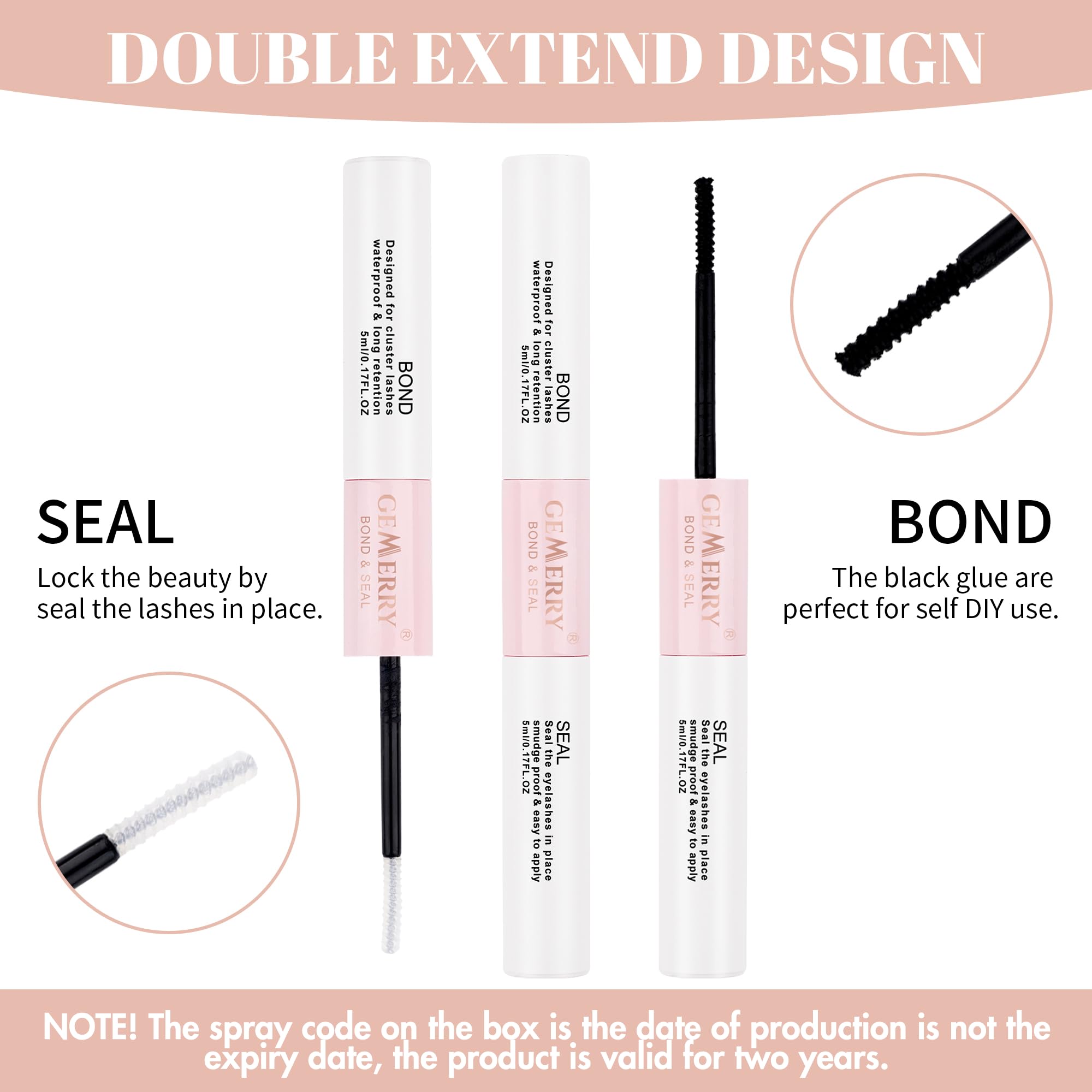 GEMERRY Lash Bond and Seal Cluster Lash Glue for Individual Lashes Long Retention 48-72 Hours Waterproof Individual Lash Glue for Lash Clusters DIY Eyelash Extensions Glue at Home