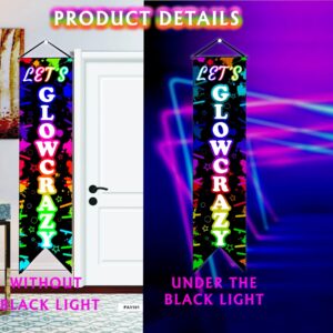 Glow in The Dark Birthday Party Decorations Supplies, Neon Birthday Party Decorations with Neon Balloons Garland,Porch Party Sign Let's Glow Crazy for Glow in The Dark Party supplies, Neon Party Decor