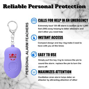 Fightsense Self Defense Pepper Spray Keychain and Personal Safety Alarm Keychain Set Combo Pack for Women Self Defense, 130db Loud Siren with LED Flashlight for Women,Children, Elders (Purple)