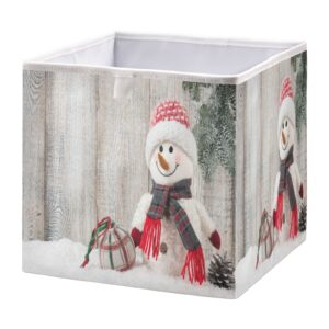 kigai christmas snowman cube storage bins - 11x11x11 in large foldable cubes organizer storage basket for home office, nursery, shelf, closet