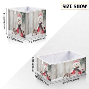 Kigai Christmas Snowman Cube Storage Bins - 11x11x11 in Large Foldable Cubes Organizer Storage Basket for Home Office, Nursery, Shelf, Closet