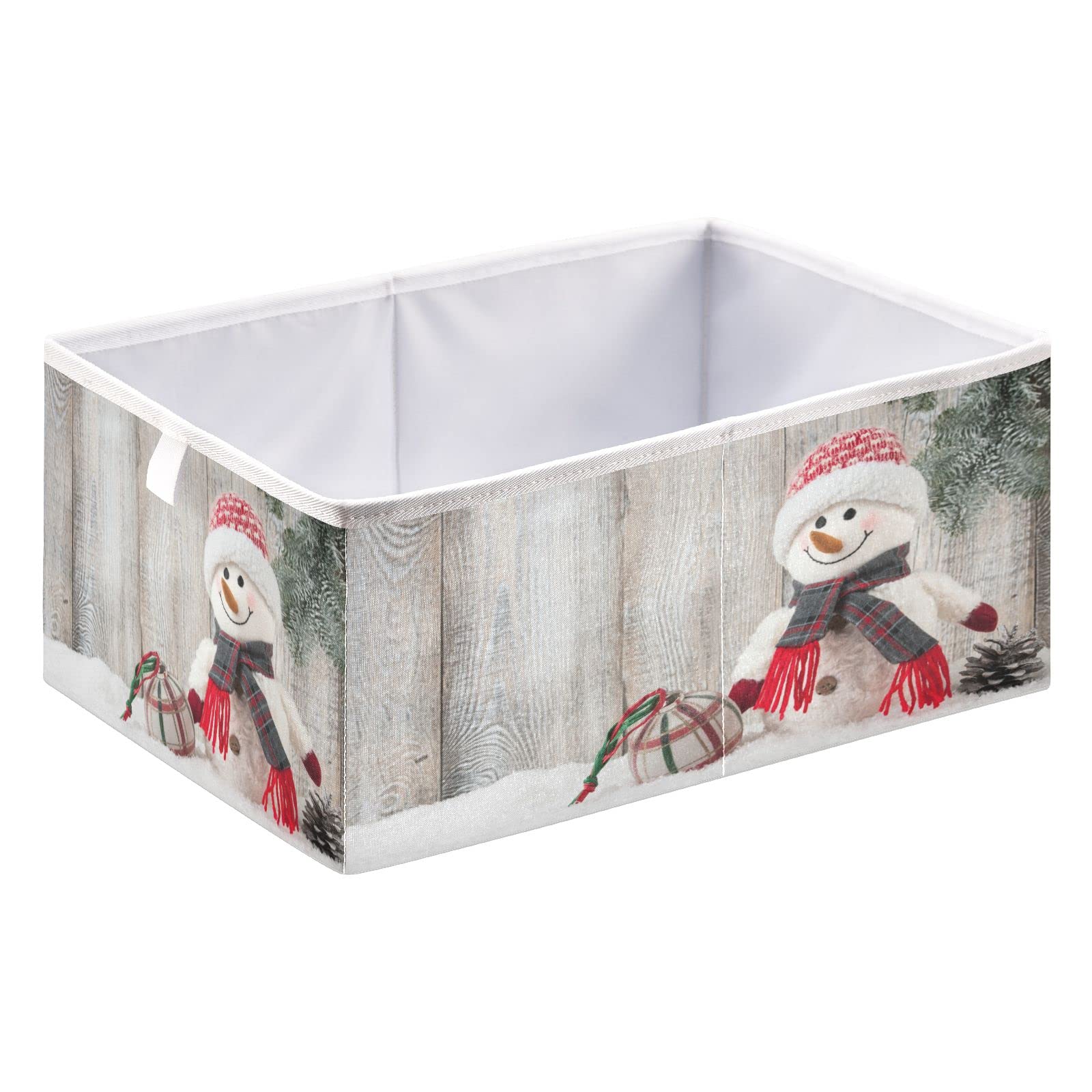 Kigai Christmas Snowman Cube Storage Bins - 11x11x11 in Large Foldable Cubes Organizer Storage Basket for Home Office, Nursery, Shelf, Closet