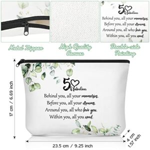 50th Birthday Gifts for Women 2 Pieces 50 and Fabulous Gifts for Women Including 20 oz Wine Stainless Steel Tumbler with Lid Straw Fabulous Makeup Bag for Turning 50 Year Old Woman Mother Ladies