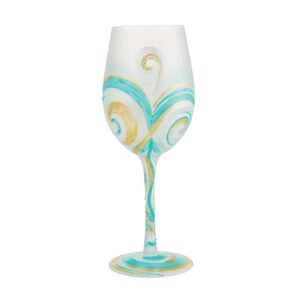 Enesco Designs by Lolita Riding the Waves Hand-Painted Artisan Wine Glass, 15 Ounce, Multicolor