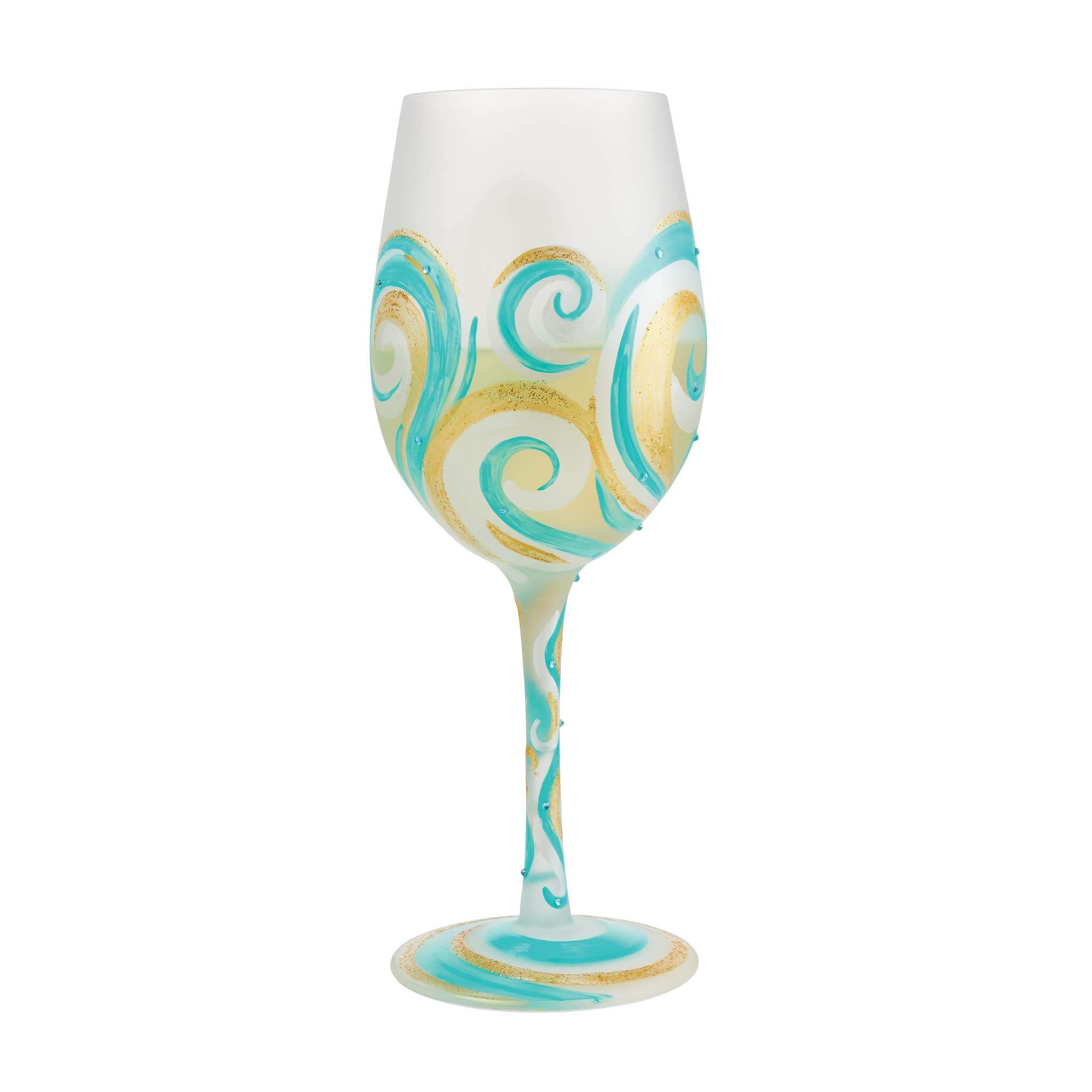 Enesco Designs by Lolita Riding the Waves Hand-Painted Artisan Wine Glass, 15 Ounce, Multicolor