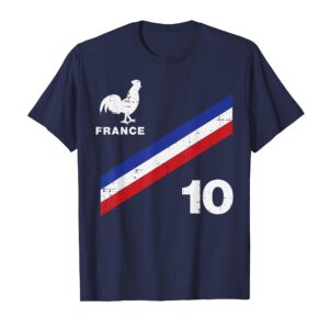 France Flag Rooster Number 10 Soccer Fan Men Women Kids Boys T-Shirt