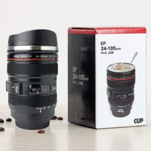 Camera Lens Coffee Mug With Lid, Travel Coffee Cup, Stainless Steel Insulated Tumbler Cup For Lovers Valentine's Day Gifts Creative Photographer Gifts Birthday Present