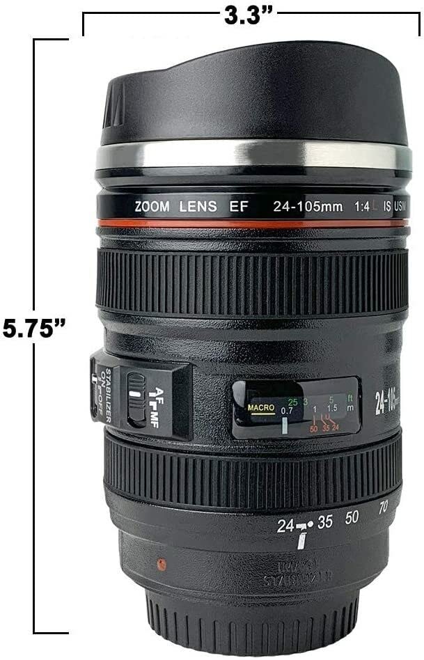 Camera Lens Coffee Mug With Lid, Travel Coffee Cup, Stainless Steel Insulated Tumbler Cup For Lovers Valentine's Day Gifts Creative Photographer Gifts Birthday Present