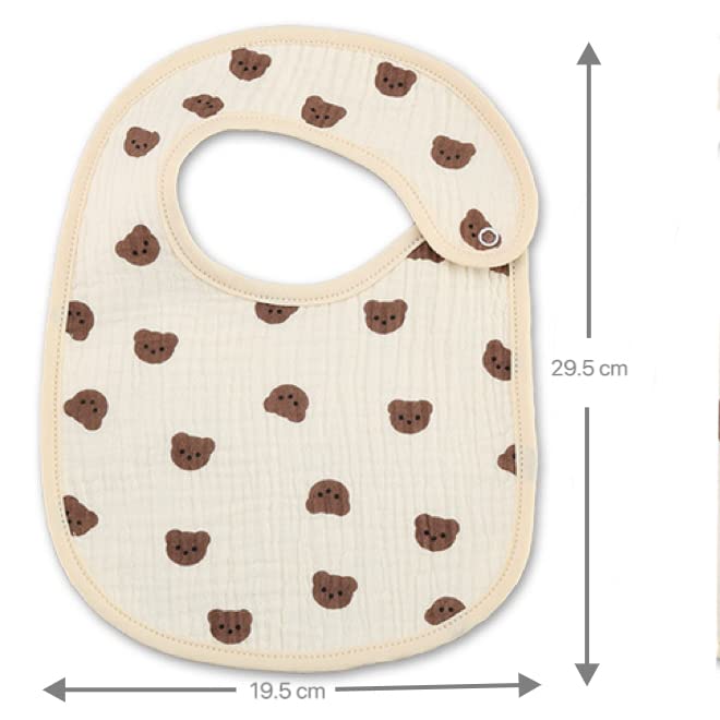 LittleCheek Baby Bibs for Boys & Girls, Organic Muslin Cotton Drool Bibs Waterproof, Soft Lap-shoulder Bibs w/Snaps for Teething Feeding, Sweet Baby Essentials Gifts for Unisex Newborn, 6 Pack