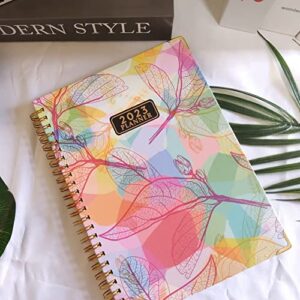 2023-2024 Planner Weekly And Monthly,Agenda Daily Planner 2023 With Tabs And Bookmark,8.7"x 6.3" Colorful Leaves 2023 Spiral Planning Notebook With Elastic Closure From January 2023 to December 2023