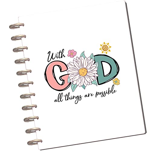 Faith With God All Things Are Possible Christian Bible Womens Weekly Planner Organizer Calendar Journal, 8.5 x 11 Disc Bound Ring Binder, 60 pages, Laminated Covers, Stickers