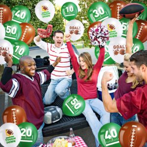 45 Pieces Football Balloons Sport Latex Balloons Football Party Balloons Touch Down White Green Brown Balloons for Game Sports Birthday Party Football Themed Decorations