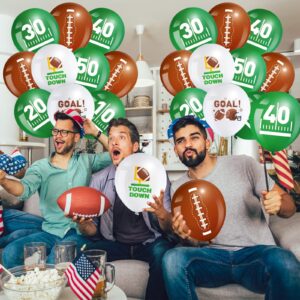 45 Pieces Football Balloons Sport Latex Balloons Football Party Balloons Touch Down White Green Brown Balloons for Game Sports Birthday Party Football Themed Decorations