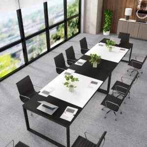 Tribesigns 6FT Conference Table, 70.86" L x 35.43" W x 29.52" H Rectangle Shaped Meeting Table, Modern Seminar Boardroom Table for Office Conference Room (White/Black)