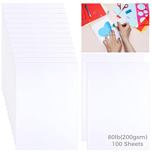 100 Sheets White Cardstock, 11.5 x 8in Heavy Weight Hard Cover Card Stocks 200gsm 75lb, Thick Paper A4 for Kids Arts and Crafts, Sketches, Invitations, Business Card Printing, DIY Cards, Menus