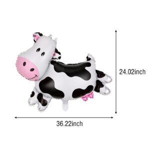 Farm Animal 2nd Birthday Party Decorations Farm Animals Foil Balloons for Kids 2nd Birthday Baby Shower Cow Farm Animals Theme Party Decorations (2nd Birthday)