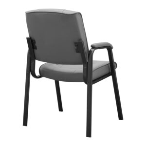 Naomi Home Waiting Room Chair Set of 2, Heavy Duty Leather Executive Waiting Room Chairs, Lobby Reception Chairs with Padded Arm Rest, Guest Chairs Set of 2 - Gray