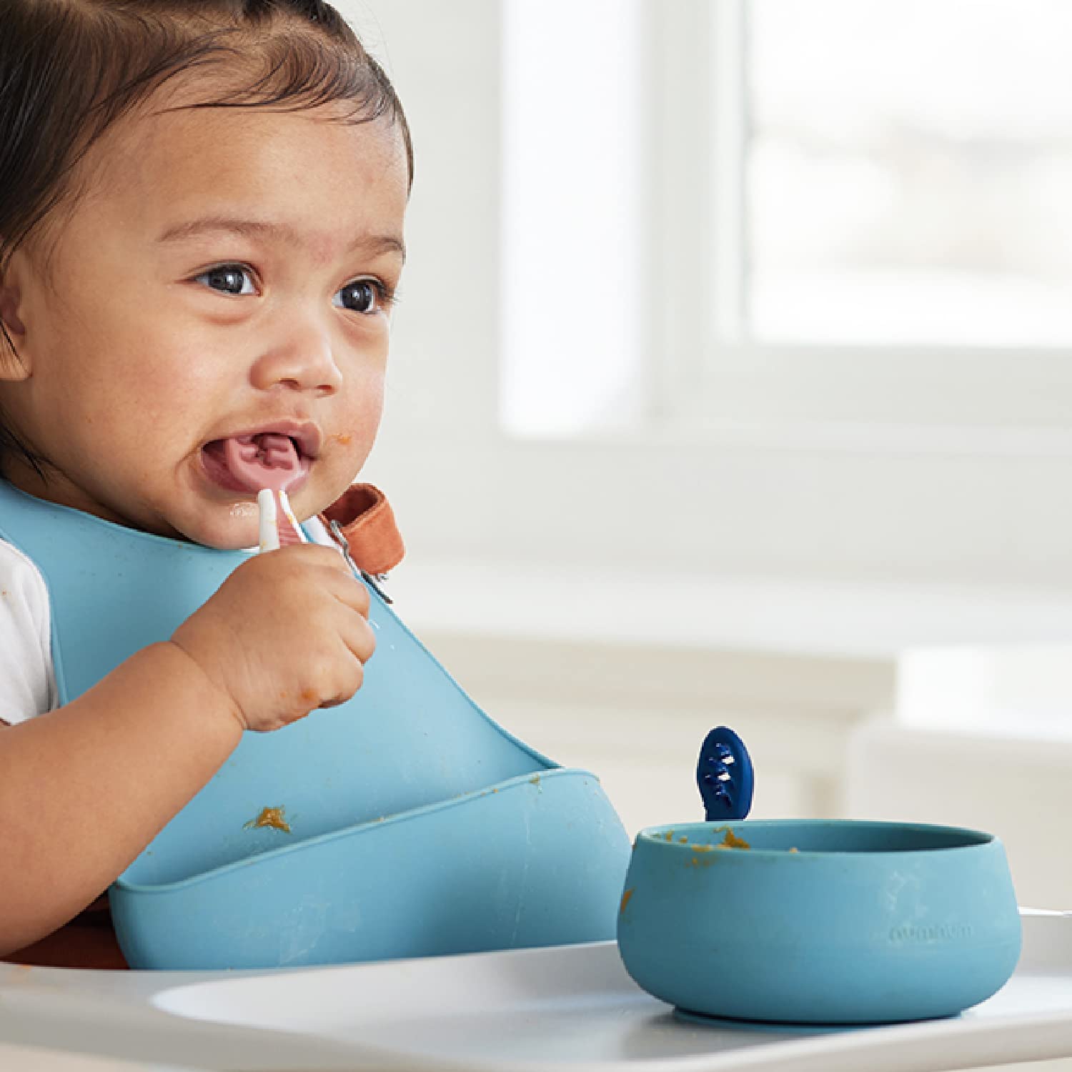 NumNum Suction Bowl + Pre-Spoon GOOtensils Self Feeding Set for Babies & Toddlers - BPA-Free Silicone