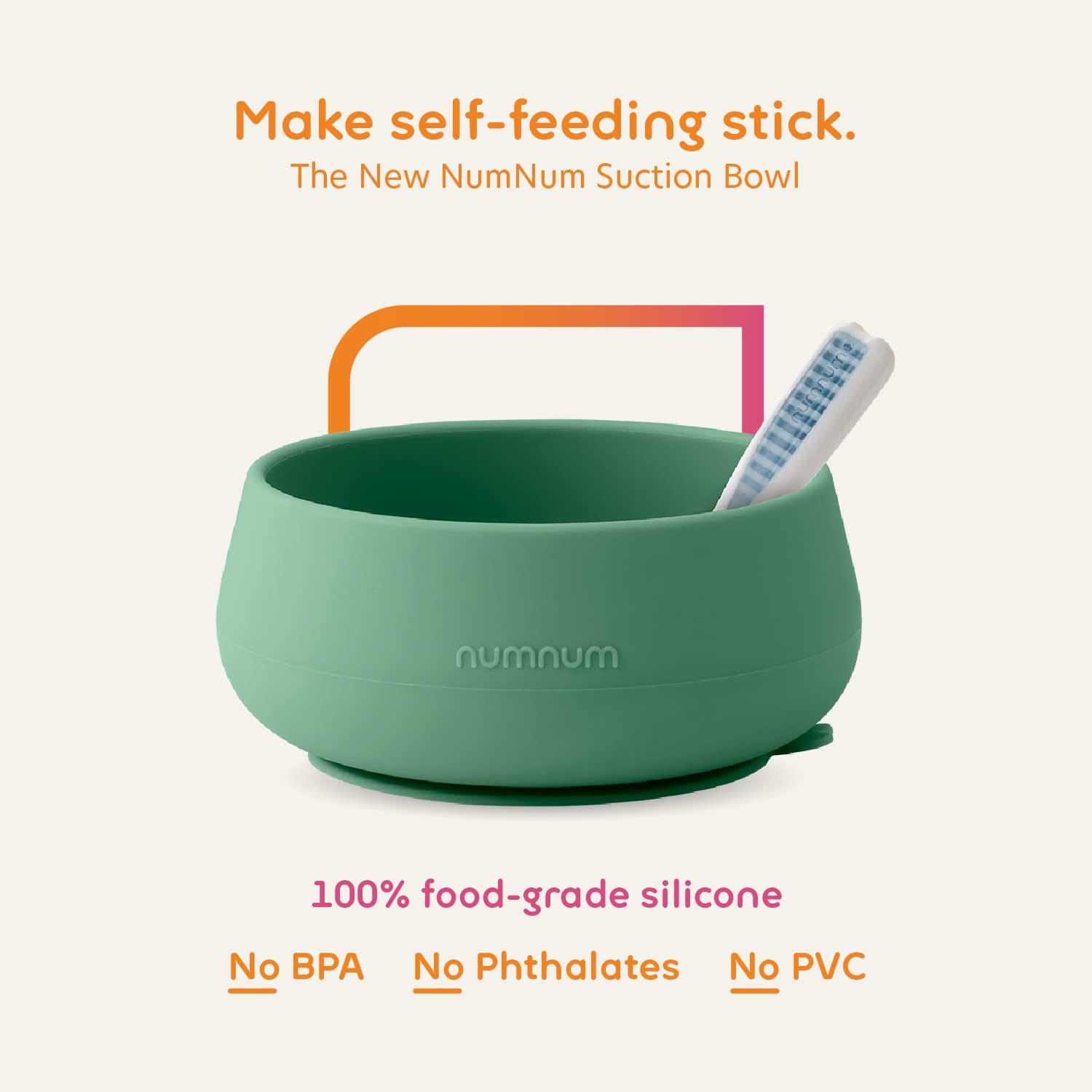 NumNum Suction Bowl + Pre-Spoon GOOtensils Self Feeding Set for Babies & Toddlers - BPA-Free Silicone