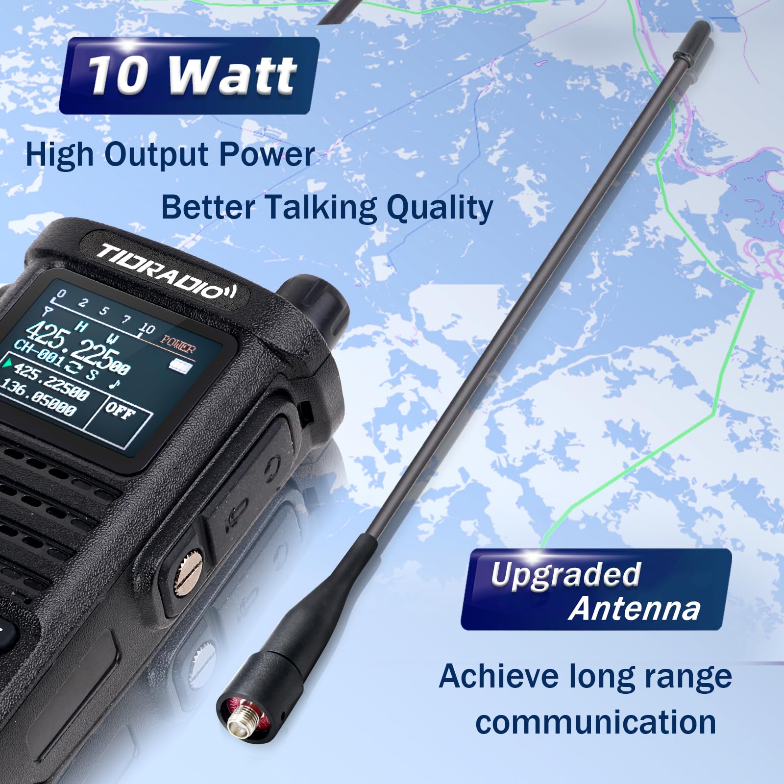 2nd Gen TIDRADIO TD-H8 Ham Radio 10Watt 2500mAh Battery Capacity Solid Performance Handheld Two-Way Radio Wireless Programming Module with Repeater List