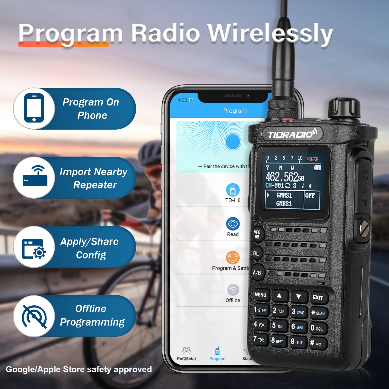 2nd Gen TIDRADIO TD-H8 Ham Radio 10Watt 2500mAh Battery Capacity Solid Performance Handheld Two-Way Radio Wireless Programming Module with Repeater List