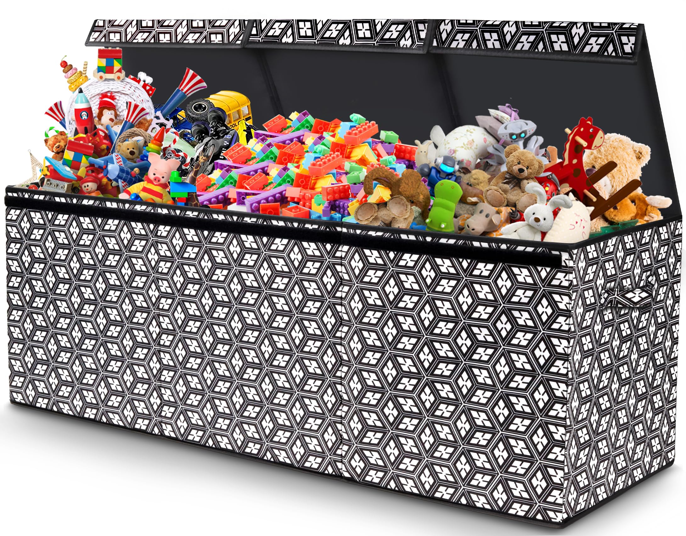 Large Toy Box, Toy Box for Boys, Toy Box Storage Chest, Collapsible Sturdy Storage Bins with Lids, Large Kids Toy Box Storage Chest Organizer for Nursery Room, Playroom, Closet, 40.6X16.5X14.2 In