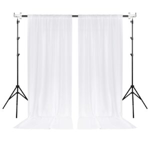 White Backdrop Curtain for Wedding Decor Holiday Party 4 Panels- White Wedding Backdrop Polyester Photography Backdrop Drapes Baby Shower Birthday Privacy Sliding Curtains Home Decor，5ft x 10ft