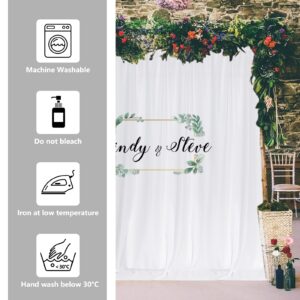 White Backdrop Curtain for Wedding Decor Holiday Party 4 Panels- White Wedding Backdrop Polyester Photography Backdrop Drapes Baby Shower Birthday Privacy Sliding Curtains Home Decor，5ft x 10ft