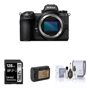 nikon z 7ii mirrorless camera with 128gb sd memory card, extra battery, cleaning kit