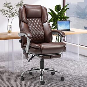 HOMREST Executive Office Chair, Ergonomic Office Chair with Adjustable Lumbar Back Support,Big and Tall Office Chair with Massage and Heat,Home Office Desk Chair,Black