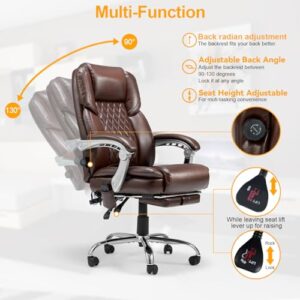 HOMREST Executive Office Chair, Ergonomic Office Chair with Adjustable Lumbar Back Support,Big and Tall Office Chair with Massage and Heat,Home Office Desk Chair,Black