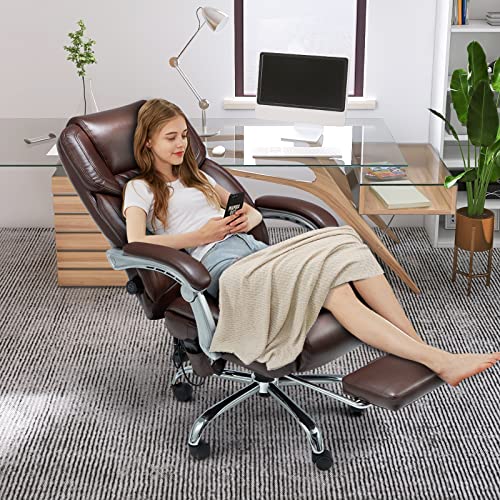 HOMREST Executive Office Chair, Ergonomic Office Chair with Adjustable Lumbar Back Support,Big and Tall Office Chair with Massage and Heat,Home Office Desk Chair,Black