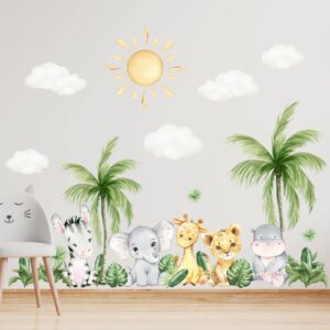 cartoon tree animal wall stickers safari jungle animal wall decals cute animal wall stickers jungle tree wall decals zoo animal wall stickers for baby room nursery living room