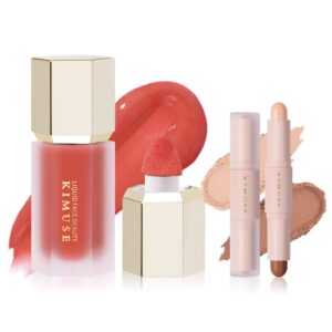 kimuse soft cream blush for cheeks & 2color dual cream contour stick