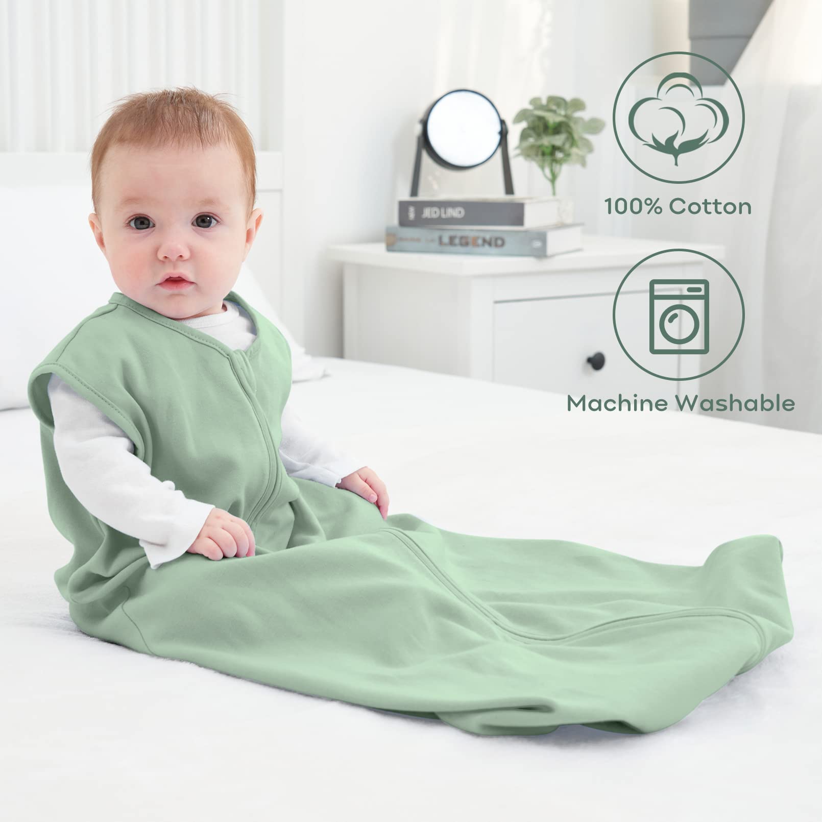 Yoofoss Baby Sleep Sack 0-6 Months Wearable Blanket for Babies 100% Cotton 2-Way Zipper TOG 0.5 Toddler Sleeping Sack 3 Pack, Comfy Lightweight Sleep Sacks