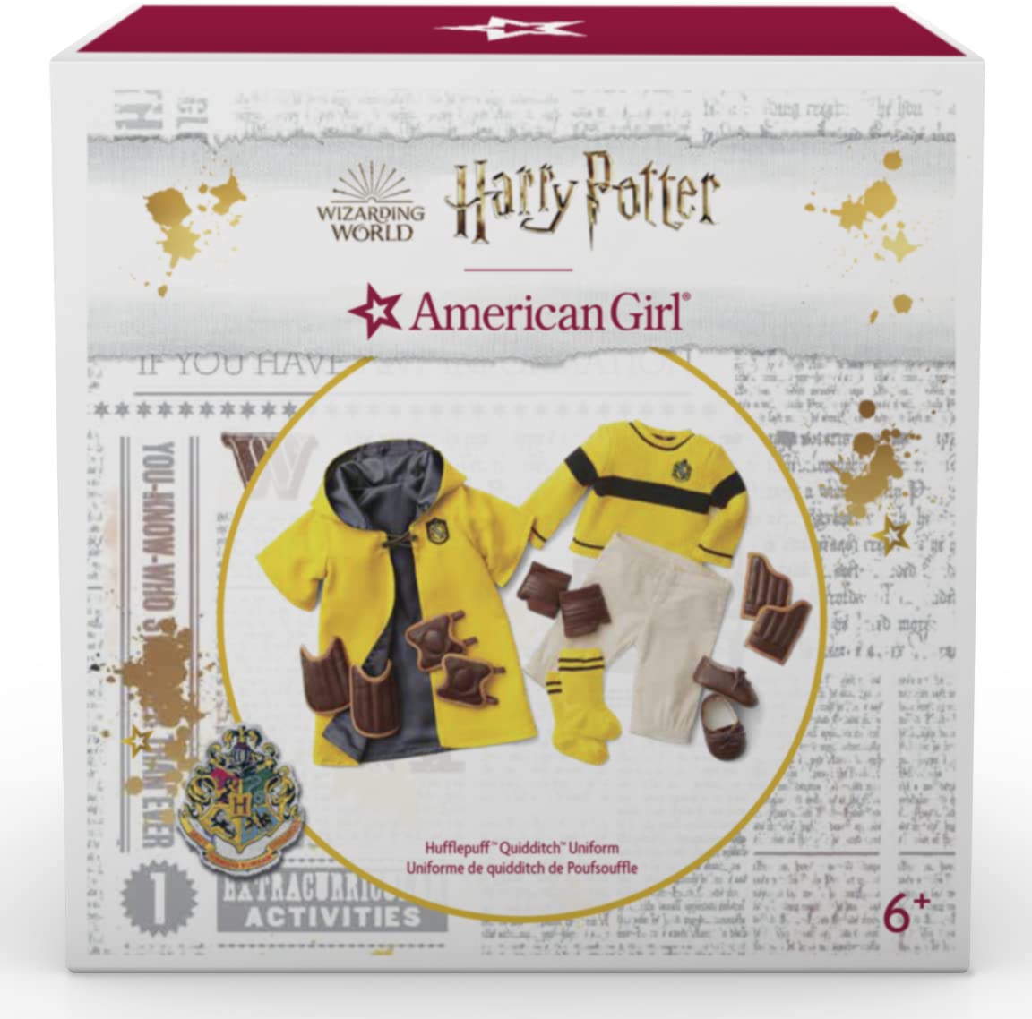 American Girl Harry Potter 18-inch Doll Hufflepuff Quidditch Uniform Outfit with Robe Featuring House Crest, For Ages 6+